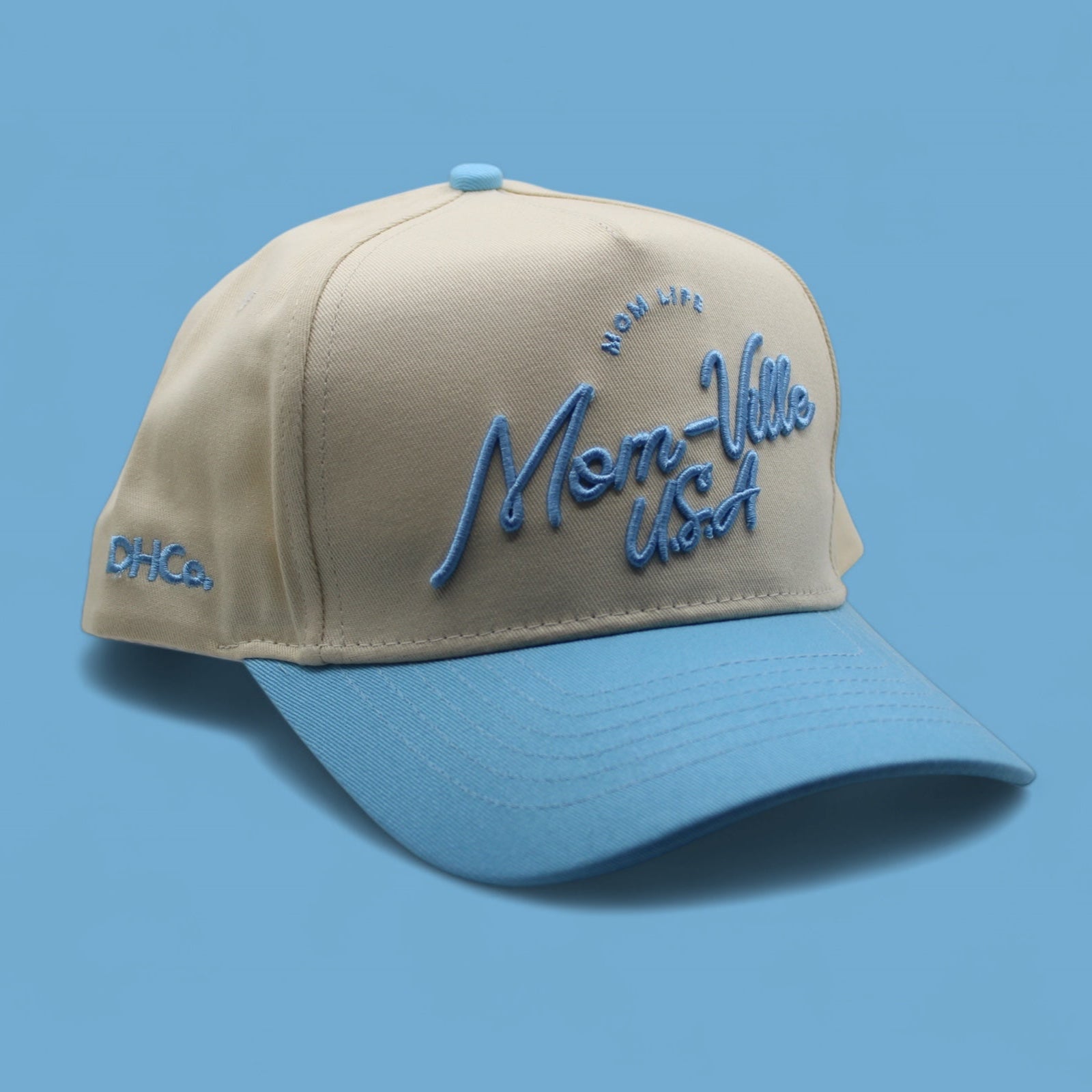 The "Mom-Ville" Script Hat Light Blue - LAST CALL – Destination Hat Co.